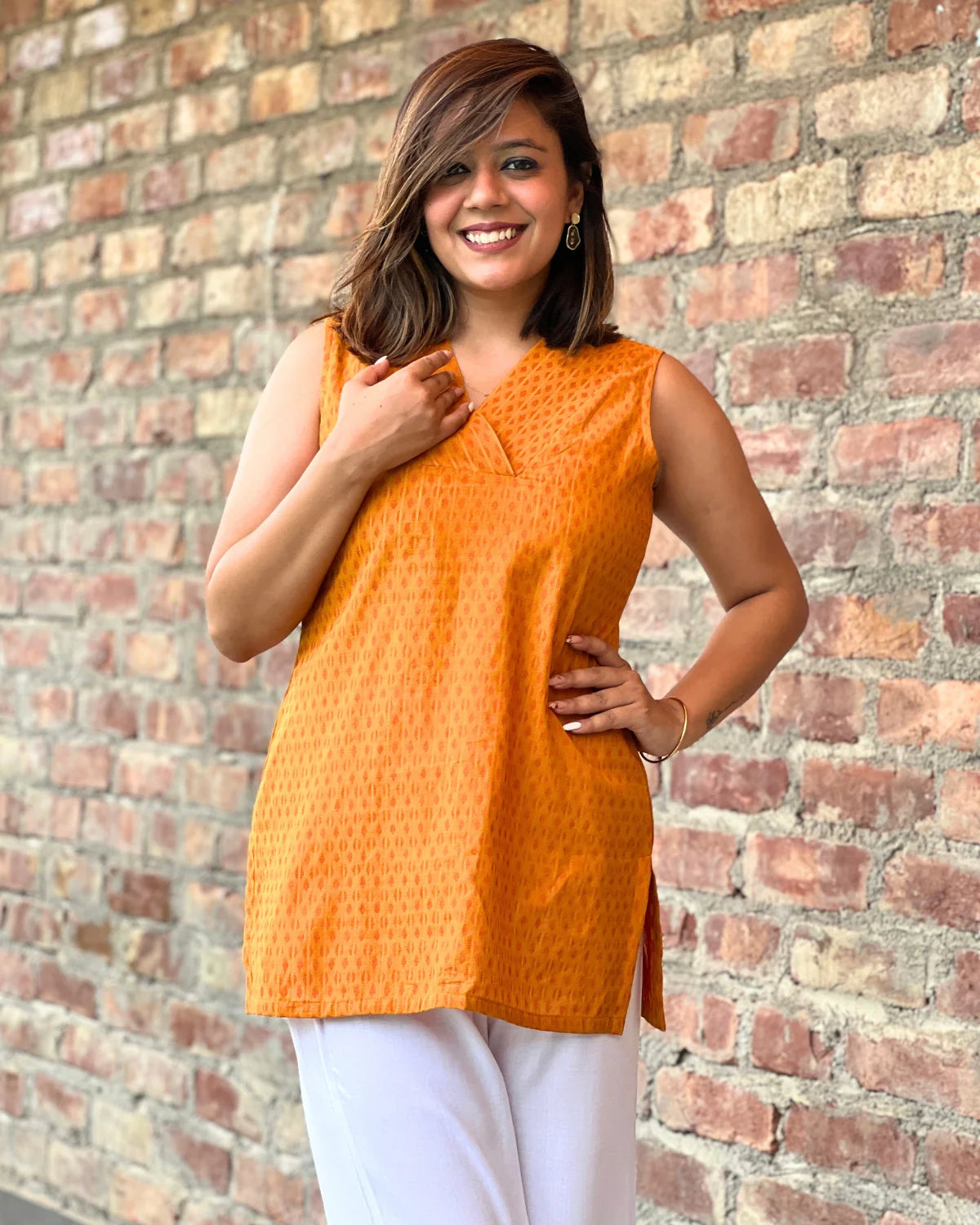 Mustard Dobby Long Top – The Svaya