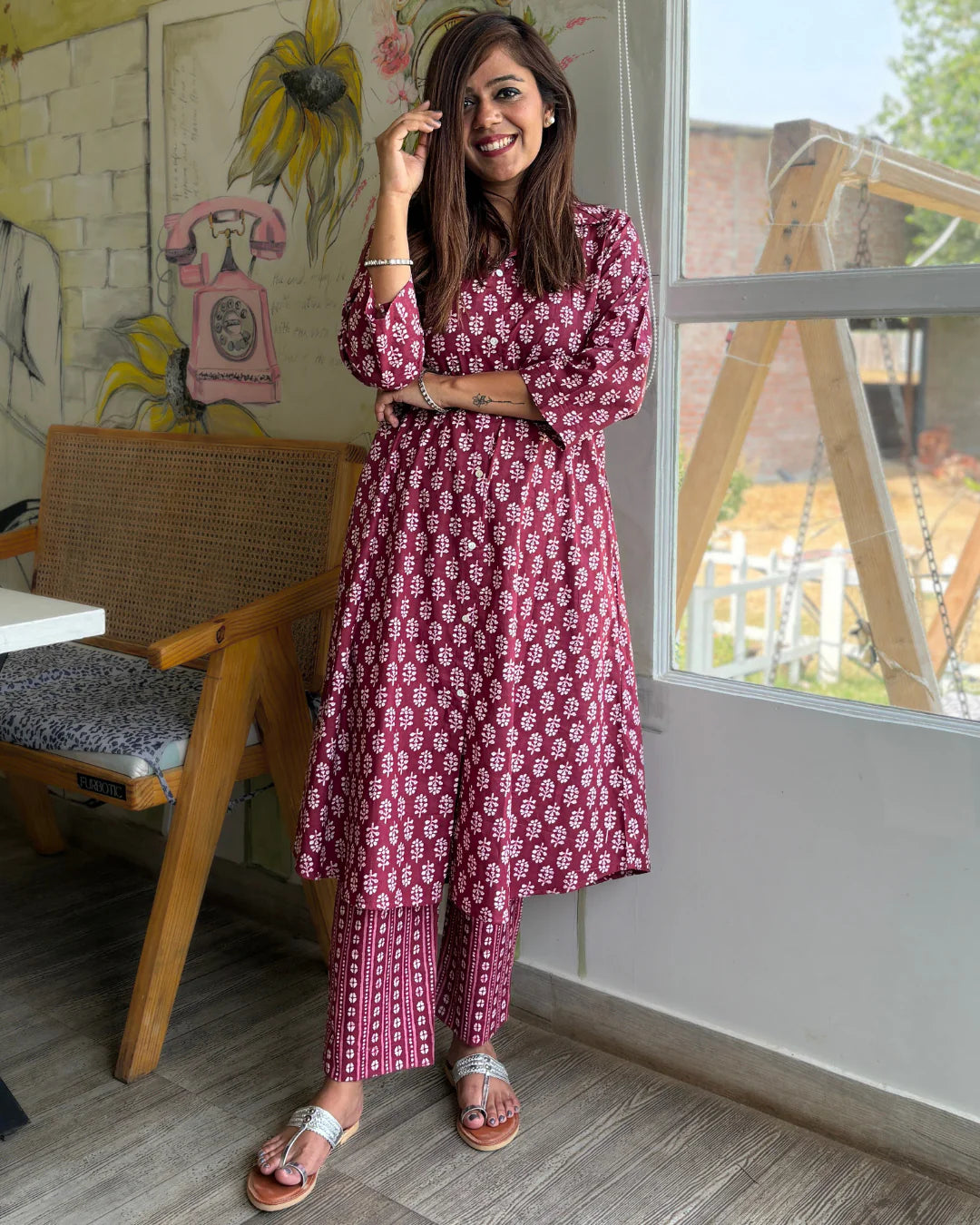 Plum Red Aline Cotton Kurta Set of 2 – The Svaya