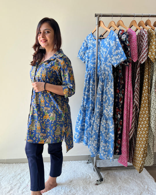 Blue Raja Rani Long Shirt – The Svaya