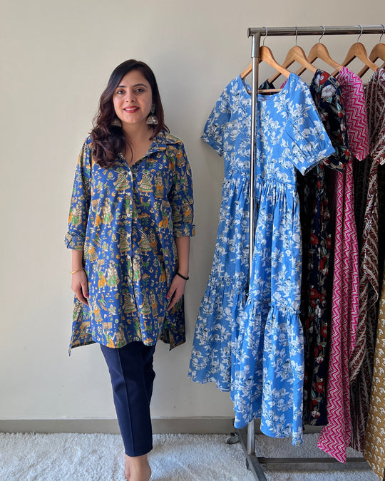 Blue Raja Rani Long Shirt – The Svaya